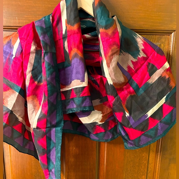 Vintage | Accessories | Vtg 9s Silk Scarf With Vibrant Colors Unbranded ...